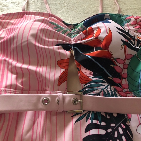 Nicole Miller | Swim | Nicole Miller Blush Floral Belted One Piece ...